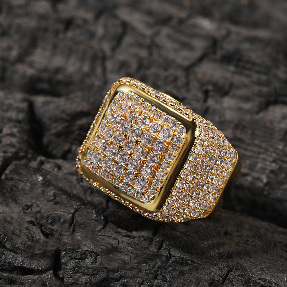 Retro Large Square Ring Copper Inlaid – Cleazmile